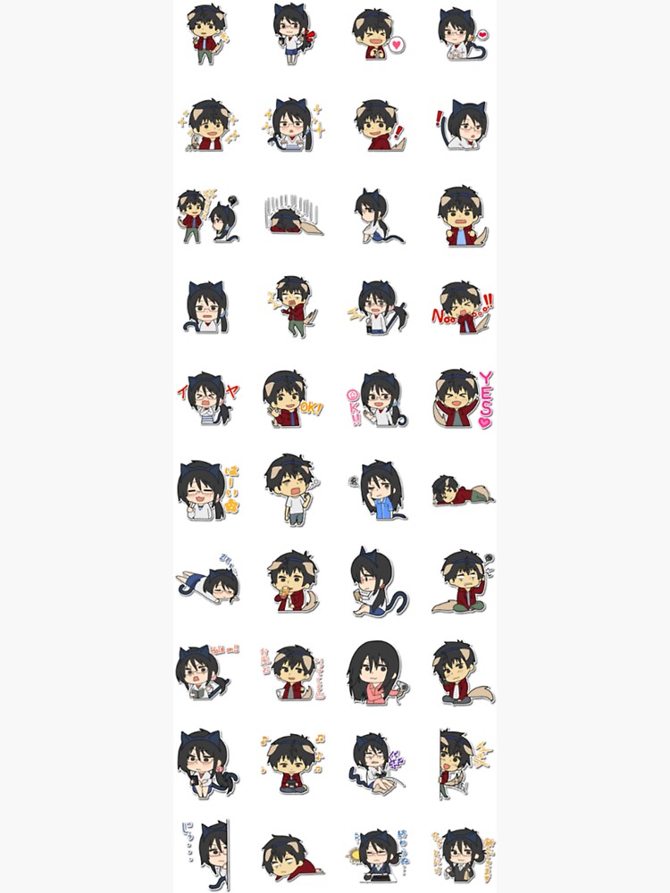 "Cute Anime Cat Boy Print" Sticker by a-l-i-s-h-a- | Redbubble