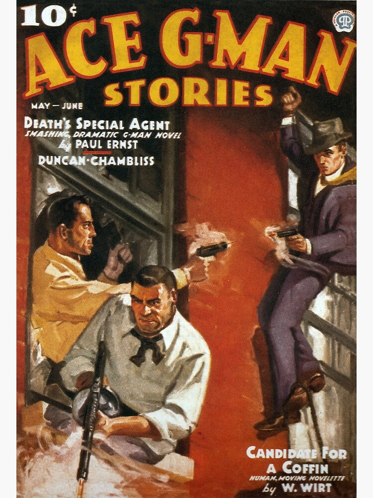 "Vintage Pulp Magazine Cover - Ace G Man Stories" Poster by ...