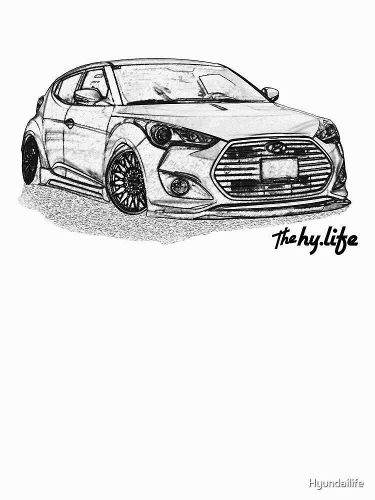 "Stanced Veloster Sketch" T-shirt for Sale by Hyundailife | Redbubble ...