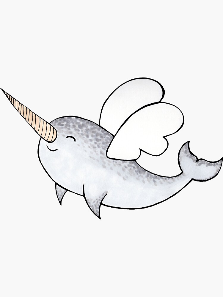 "Flying Narwhal" Sticker by finishesart | Redbubble