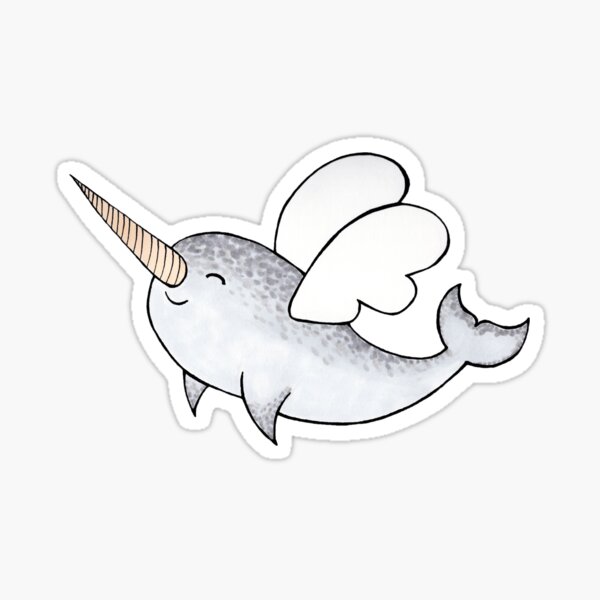 "Flying Narwhal" Sticker by finishesart | Redbubble