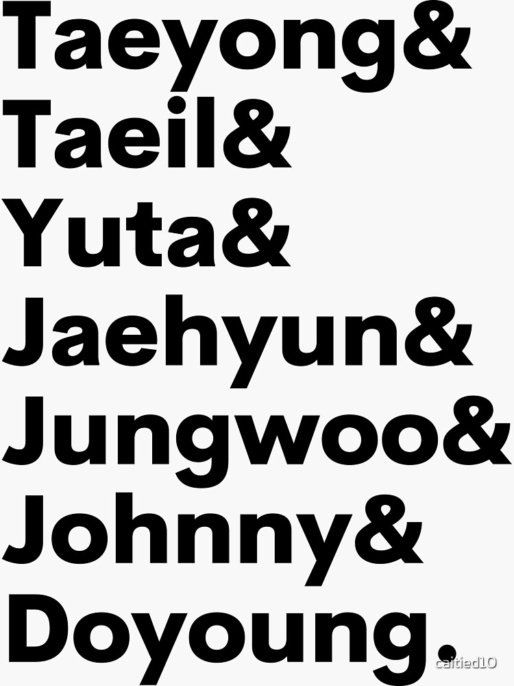 "NCT 127 Member Names List" Sticker for Sale by caitied10 | Redbubble