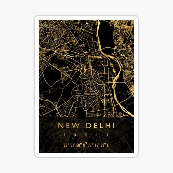 "NEW DELHI MAP INDIA" Sticker by hatimelhag | Redbubble