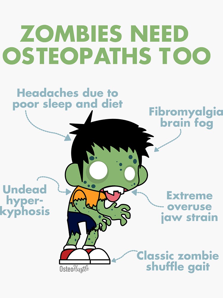 "Bad Posture Zombie Osteopathy Halloween Sticker [Transparent ...