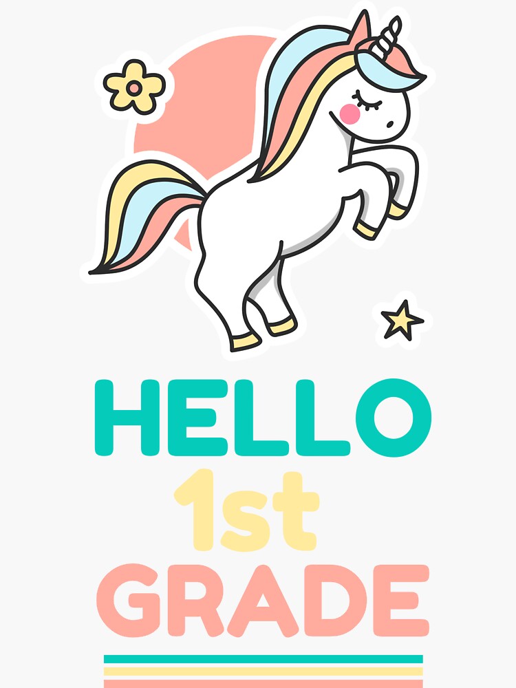 "Hello First Grade" Sticker for Sale by TheShirtBerrie | Redbubble
