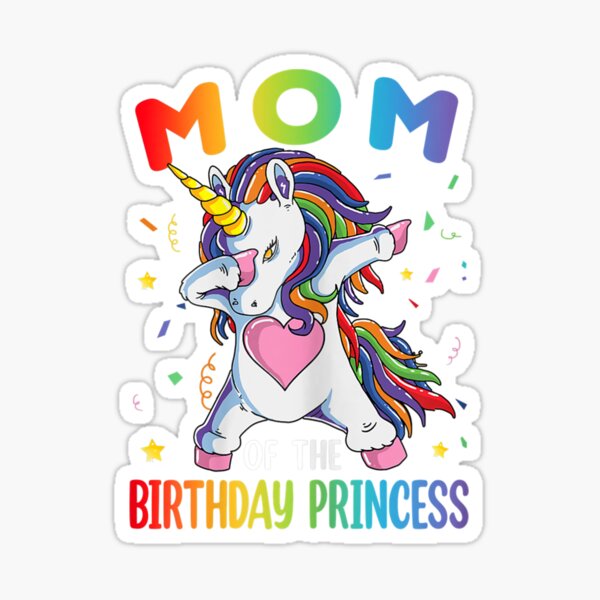 "Womens Mom of the Birthday Princess Dabbing Dab Unicorn Girl Teen ...