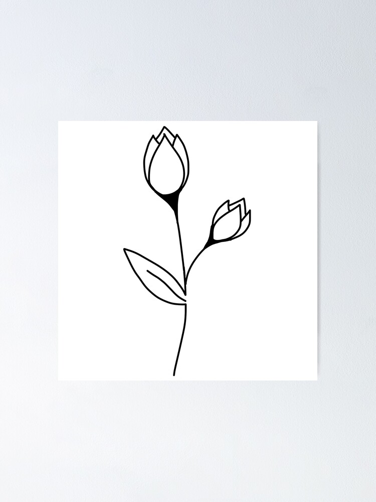 "Flower Bud Simple Drawing" Poster for Sale by LizKing99 | Redbubble