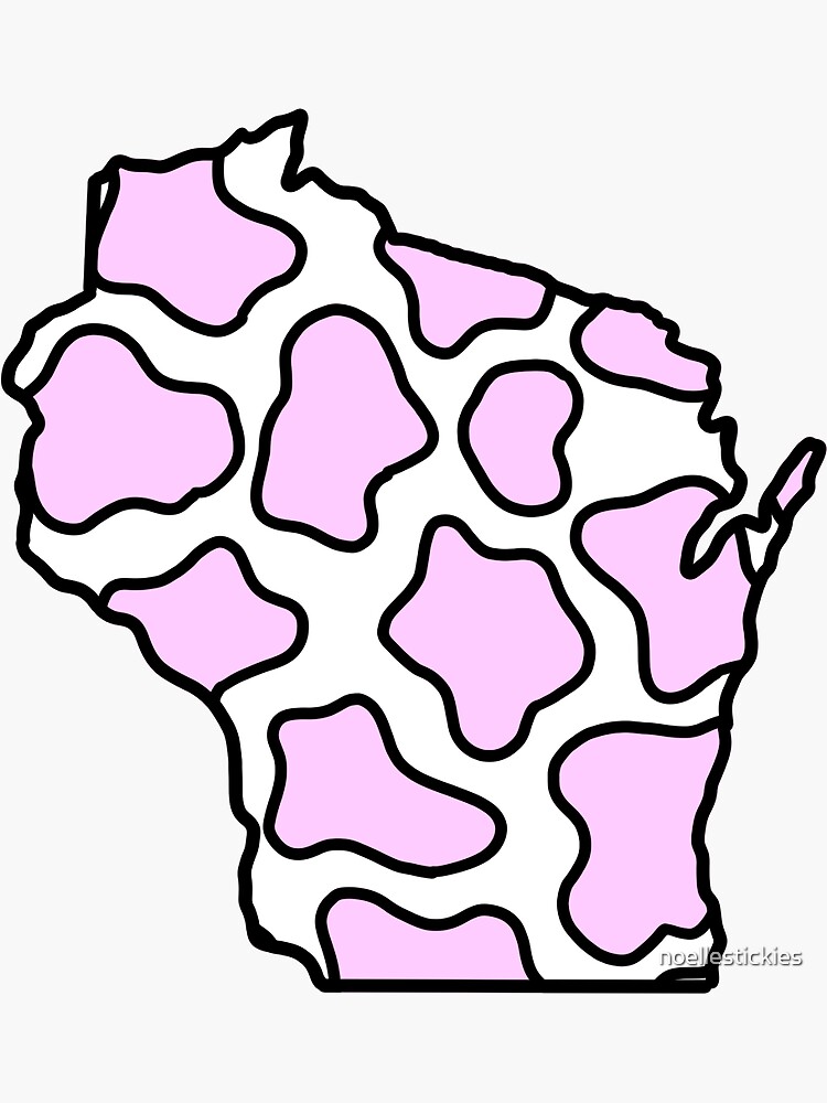 "Pink Cow Print State - Wisconsin " Sticker for Sale by noellestickies ...