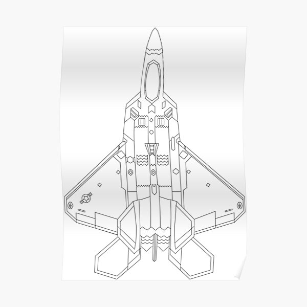 "Lockheed Martin F-22 Raptor Blueprint Black" Poster by VAFS | Redbubble