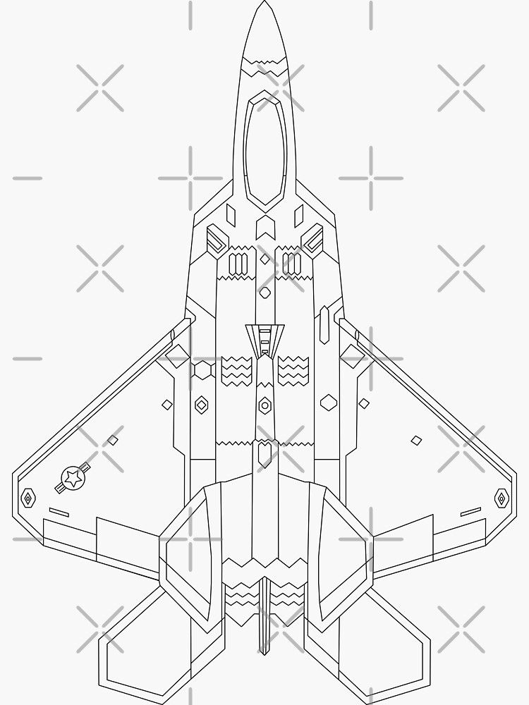 "Lockheed Martin F-22 Raptor Blueprint Black" Sticker for Sale by VAFS ...