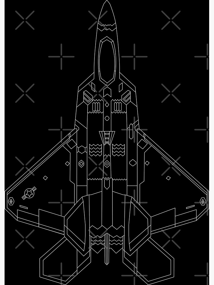 Lámina fotográfica «Lockheed Martin F-22 Raptor Blueprint Blanco» de ...