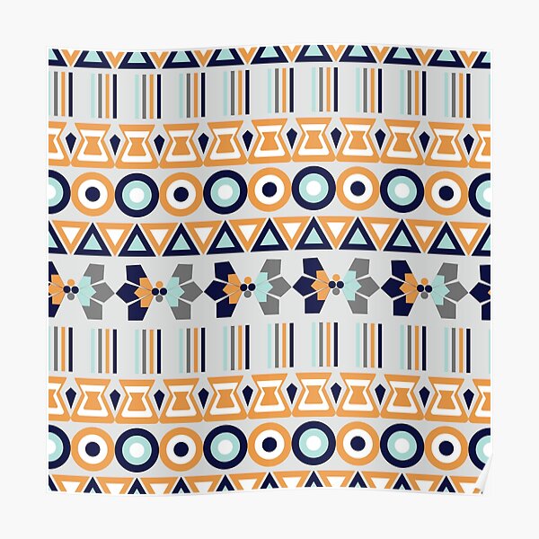 "geometric tribal print with grey background" Poster for Sale by ...