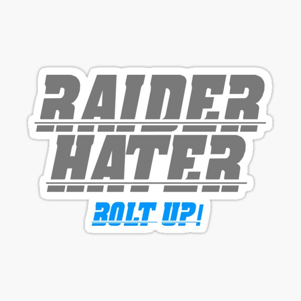 "RAIDER HATER SILVER - BOLT UP!" Sticker by joebugdud | Redbubble