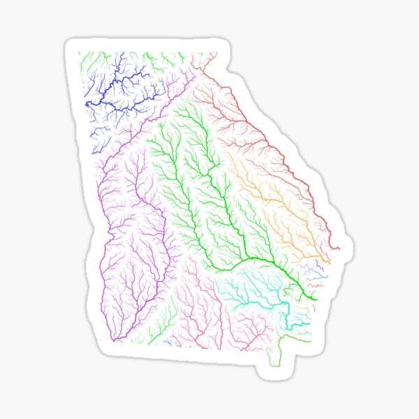 "Georgia River Basin Map in Rainbow Colours with White Background ...