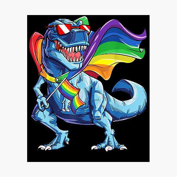 "Dinosaur Gay Pride Flag Lgbt Lesbian Bi T Rex" Photographic Print for ...