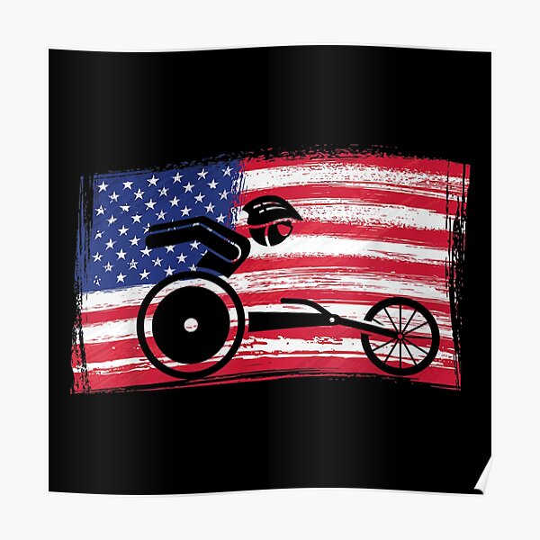"The Unstoppable Wheelchair Racing Star USA Flag" Poster for Sale by ...