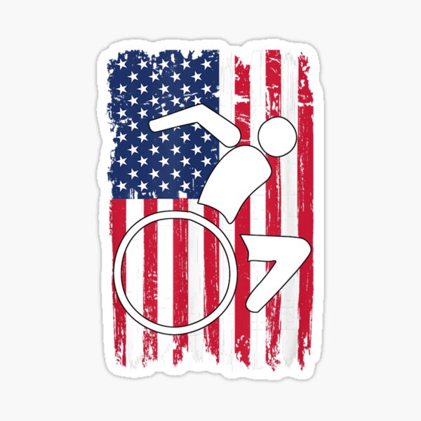 "Vintage USA Flag Paralympic WheelChair Racer" Sticker for Sale by ...