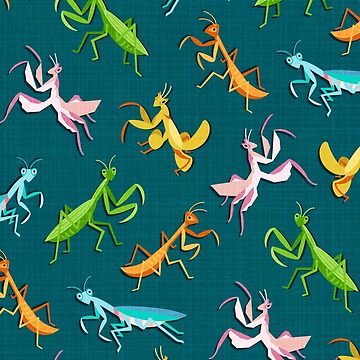 "A Simple Assortment of Praying Mantises - Teal" Sticker for Sale by ...