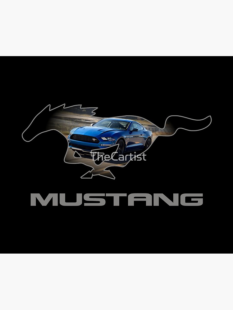 "Ford Mustang GT Logo Emblem Design (Blue on Black)" Throw Blanket for ...