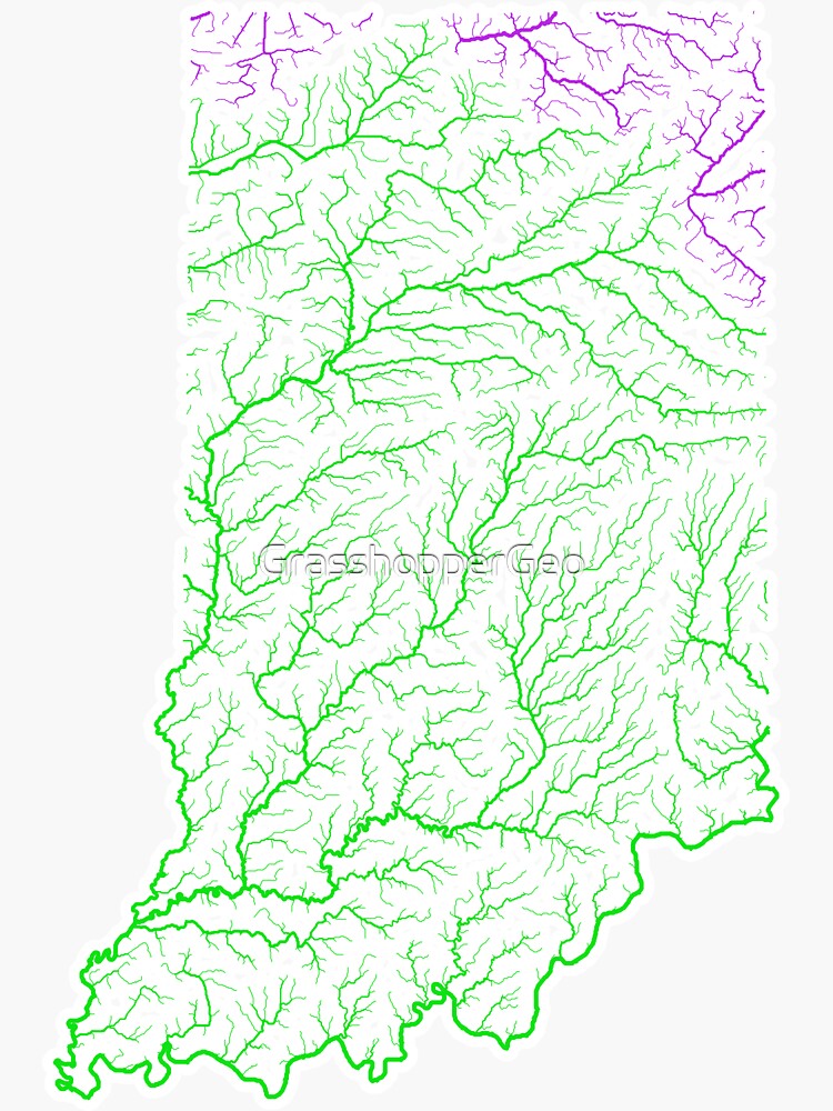 "Indiana River Basin Map in Rainbow Colours with White Background ...