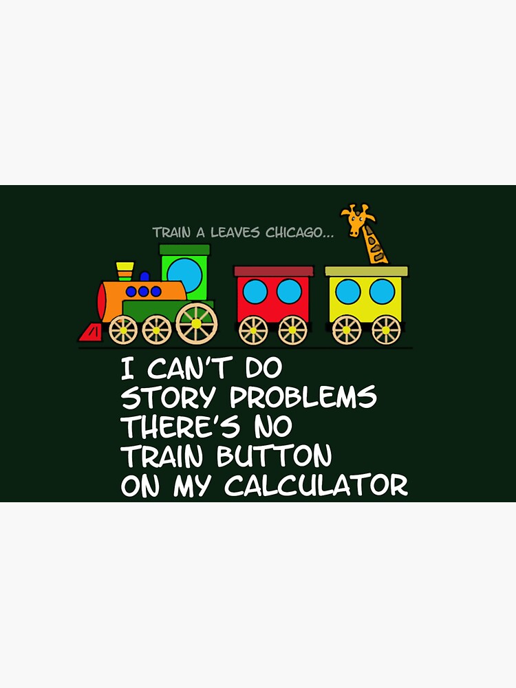 "Train story problem funny cartoon" Sticker for Sale by RickPostCo ...
