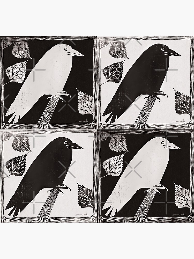 "Raven Block Print Pattern" Sticker for Sale by jdbaok | Redbubble