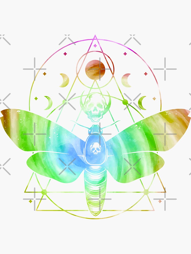 "Occult Moth Esoteric Psychedelic Rainbow Tie Dye Symbolism Deaths Head ...