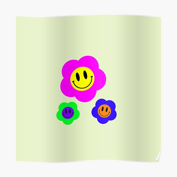 "Y2k smiley face flowers" Poster for Sale by Nowruz | Redbubble