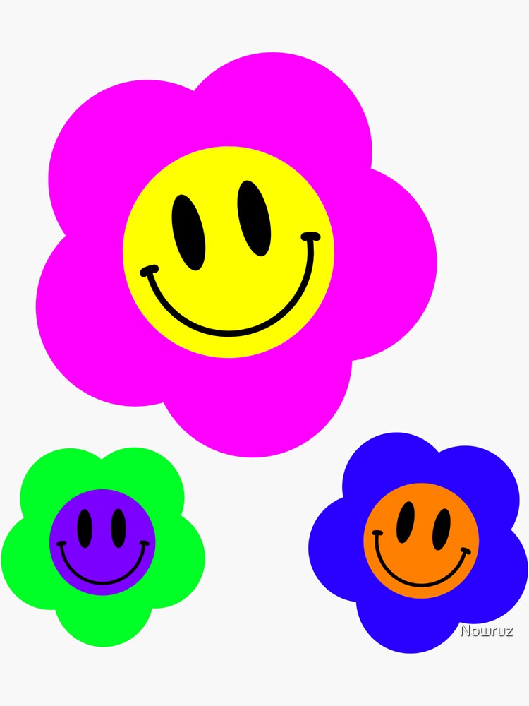 "Y2k smiley face flowers" Sticker for Sale by Nowruz | Redbubble