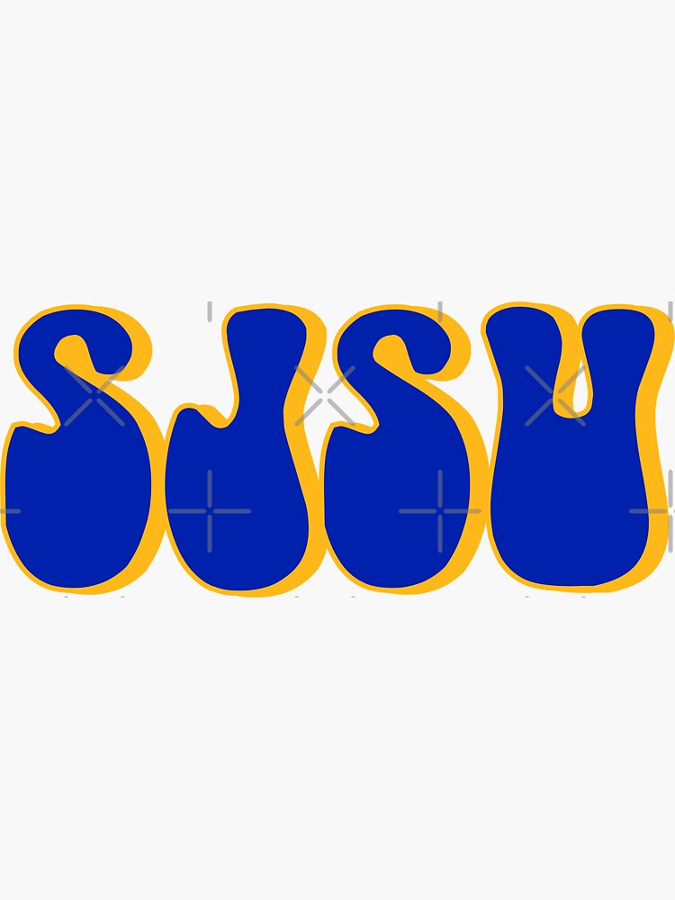 "sjsu - tall groovy font" Sticker for Sale by scollegestuff | Redbubble