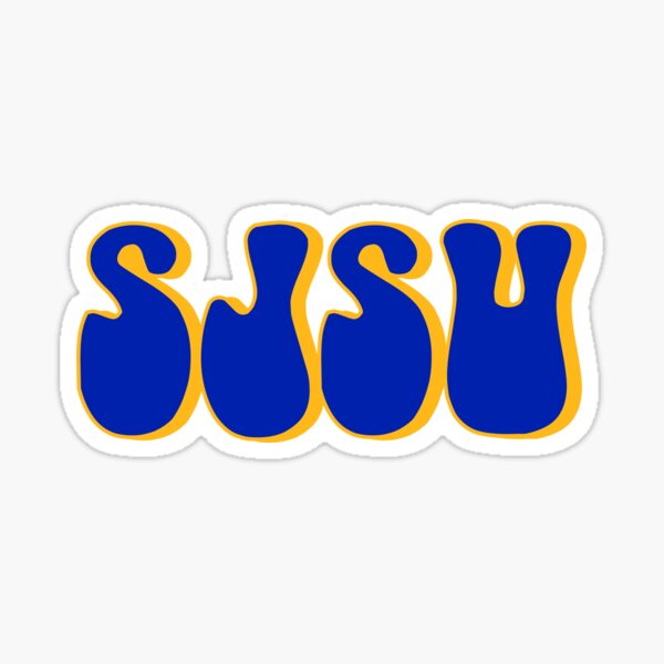 "sjsu - tall groovy font" Sticker for Sale by scollegestuff | Redbubble