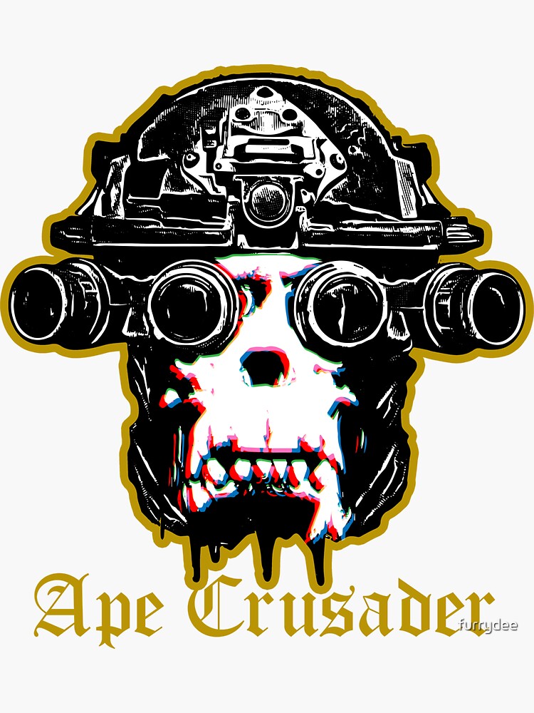 "Tactical Ape Crusader" Sticker for Sale by furrydee | Redbubble