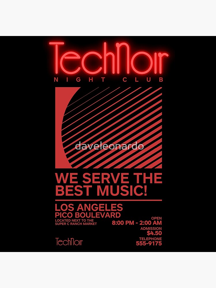 "Retro 80s Technoir Nightclub Poster from the Terminator Movie" Art ...