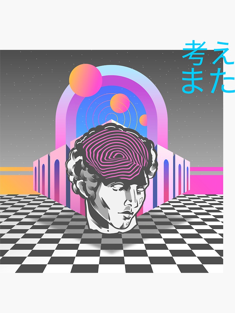 "Vaporwave Think Again Statue" Sticker for Sale by Cove-Outlet | Redbubble