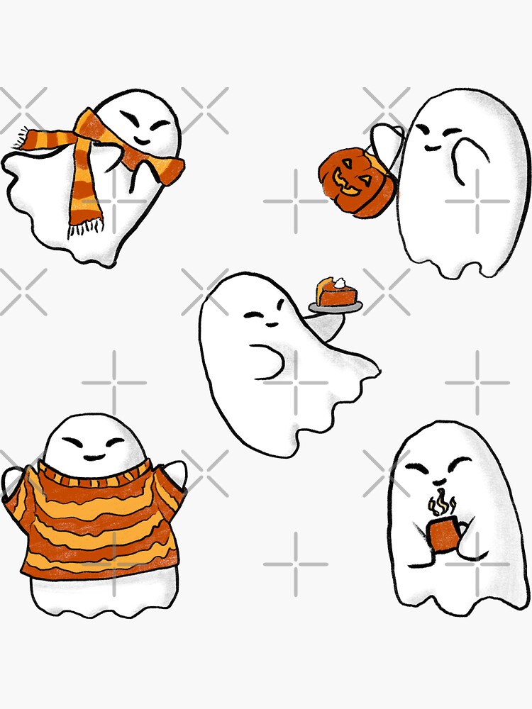 "Cute autumnal ghosts" Sticker for Sale by scribbli | Redbubble