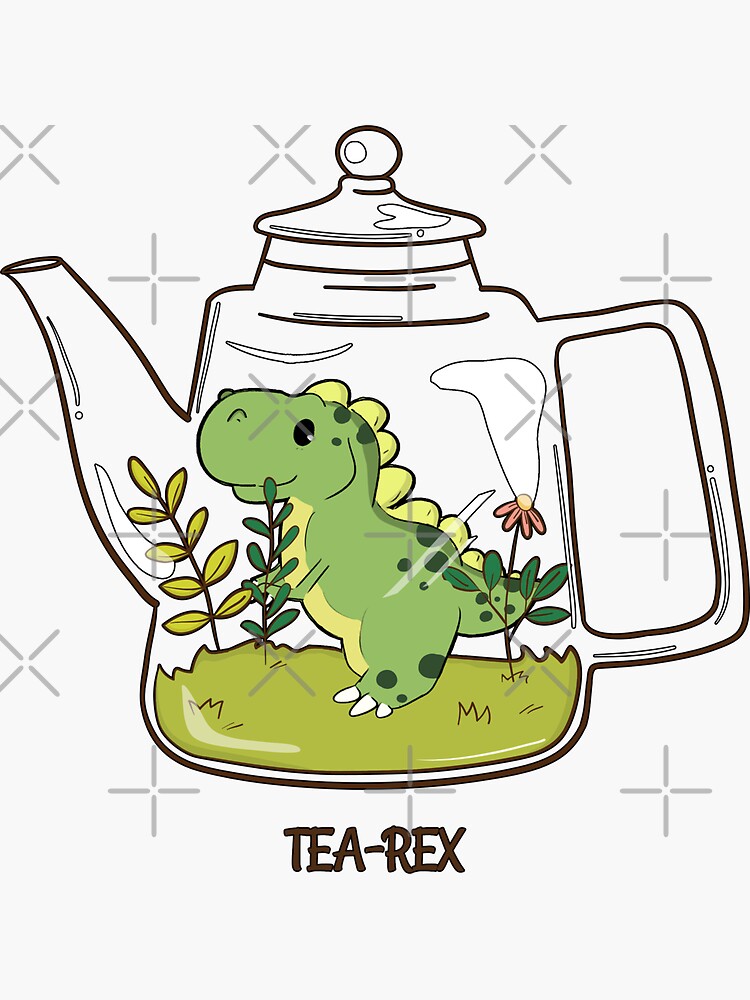 "Tea rex drinking tea" Sticker for Sale by Masyaf23 | Redbubble