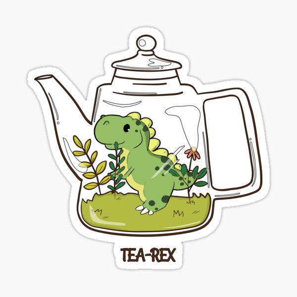 "Tea rex drinking tea" Sticker for Sale by Masyaf23 | Redbubble