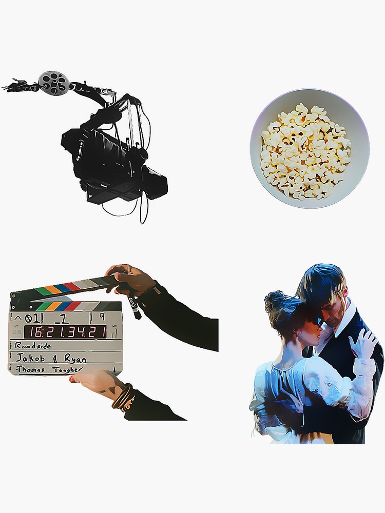 "4 Sketched Acting Stickers Pack Theatre Cinema Popcorn Movie" Sticker ...