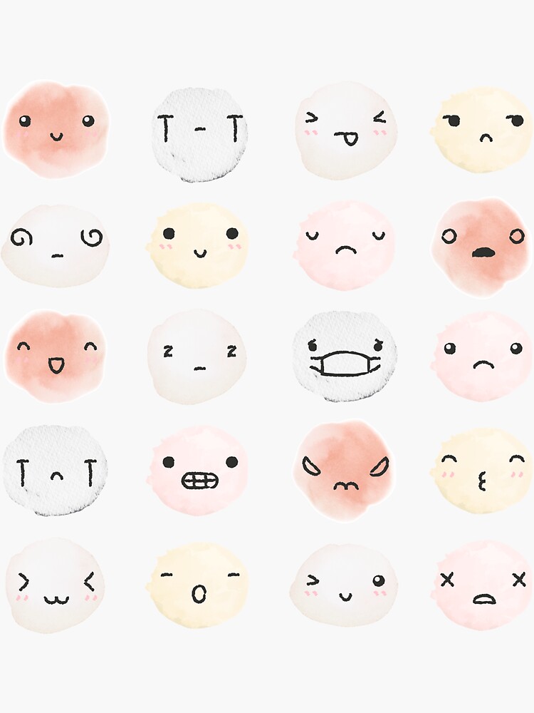 "Water colour pastel kawaii faces stickers" Sticker for Sale by Sticker ...