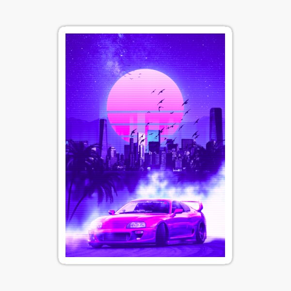 "Toyota Supra Synthwave" Sticker for Sale by utawimisbah | Redbubble