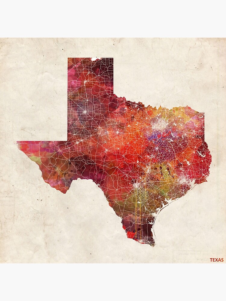 Lámina fotográfica «Mapa de Texas colores cálidos» de MapMapMaps ...