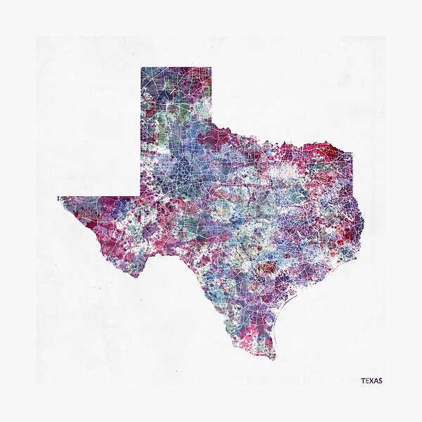 "Texas map cold colors" Photographic Print by MapMapMaps | Redbubble