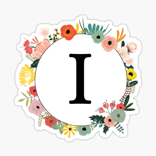 "Letter I Monogram with Flowers" Sticker for Sale by ShirleyDee | Redbubble