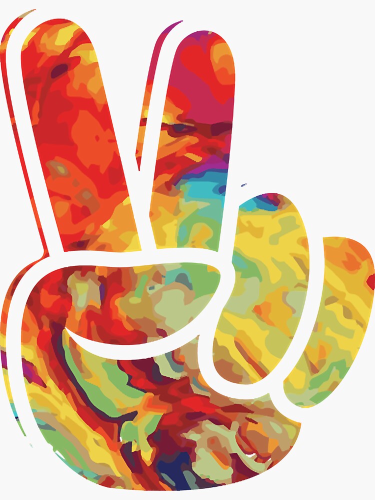 "Tie Dye Peace Hand Sign 60s 70s Hippie Cool " Sticker by kowenkeledji ...