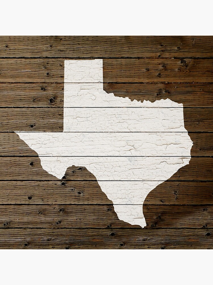 "Texas State Shape Map White Paint on Wood Planks" Art Print by map ...