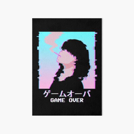 "Game Over Anime Girl Waifu Sad Vaporwave Kanji " Art Board Print by ...