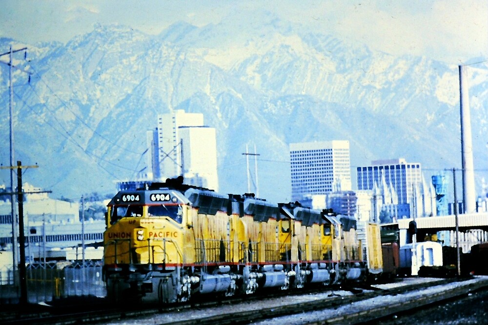 "Union Pacific 6904 Train - Salt Lake City, Utah - with mountain range ...