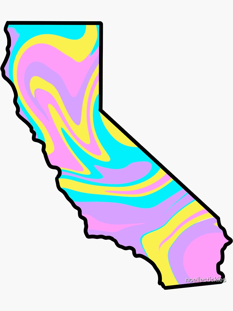 "Pastel Tie Dye California " Sticker for Sale by noellestickies | Redbubble