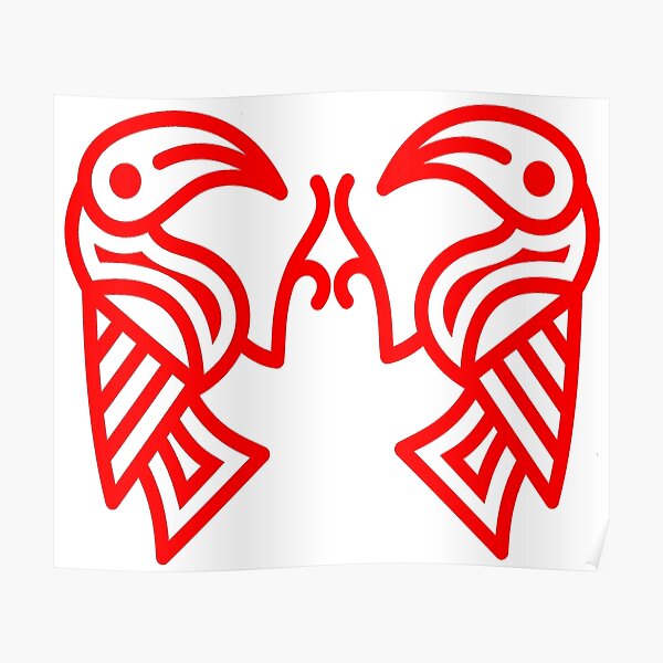 "Germanic Ravens Red Lines" Poster by Odinist | Redbubble