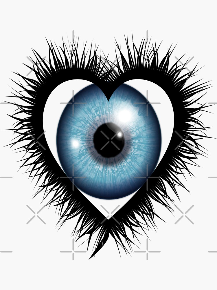 "Heart Shaped Blue Eye with Lashes" Sticker for Sale by DomGDesign ...